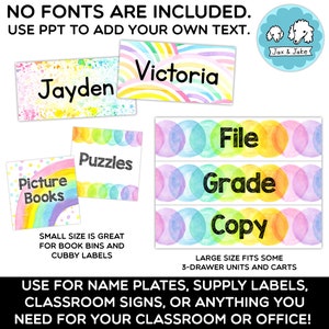 Editable Pastel Rainbow Watercolor Classroom Labels, Name Tags, Drawer ...