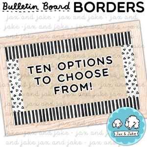 Black and White Watercolor Bulletin Board Borders, Printable Watercolor ...