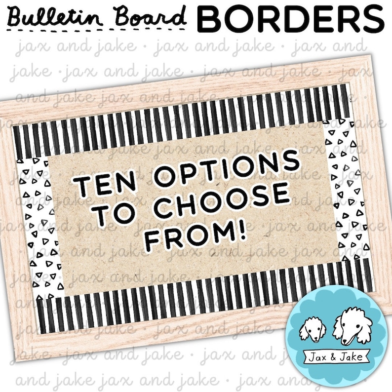 Black and White Watercolor Bulletin Board Borders, Printable Watercolor ...