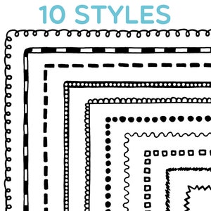 Skinny Page Borders, 200 Colorful Thin Clipart Frames, Hand Drawn ...