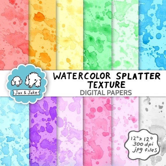 Watercolor Splatter Texture Digital Papers Watercolor - Etsy