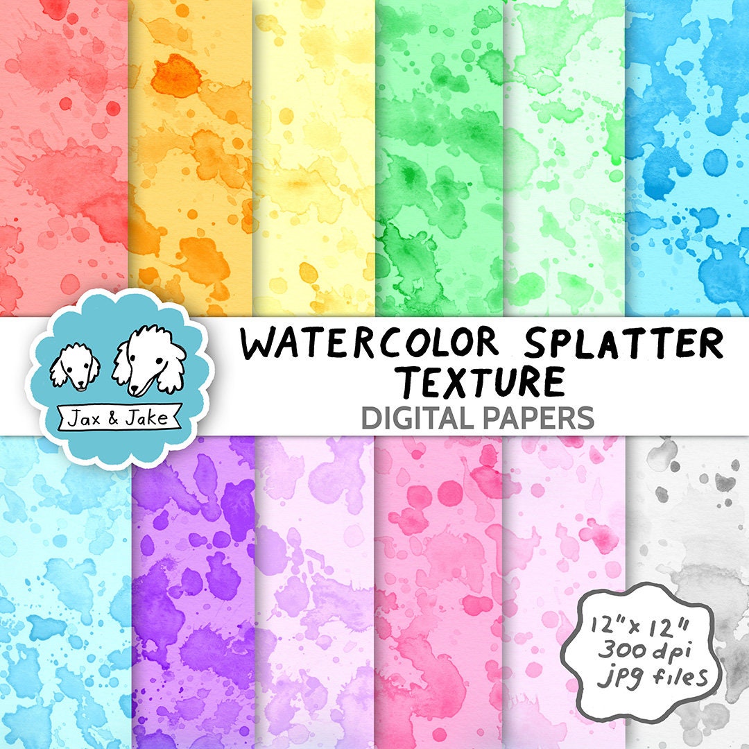 Watercolor Splatter Texture Digital Papers Watercolor Clipart ...