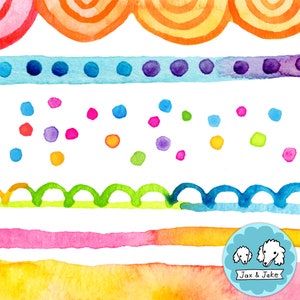 Watercolor Rainbow Clipart Borders, Skinny, Full-page and Confetti Clip ...