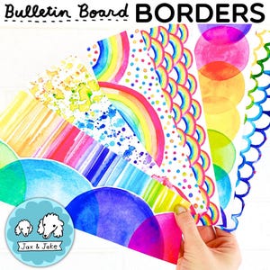 Watercolor Bulletin Board Border Bundle - Back to School Rainbow ...