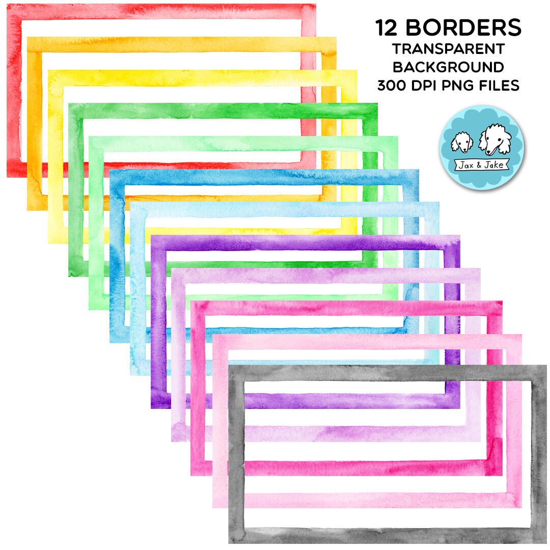 BASIC Watercolor SLIDE Border Clipart Google Slides - Etsy