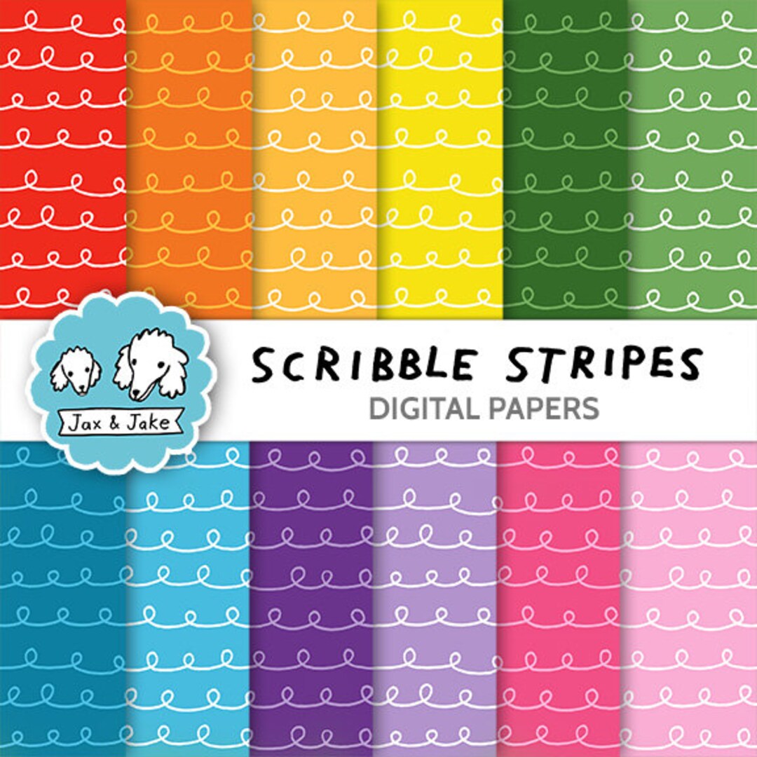 Scribble Stripes Digital Papers / Backgrounds | Scribble Stripe ...
