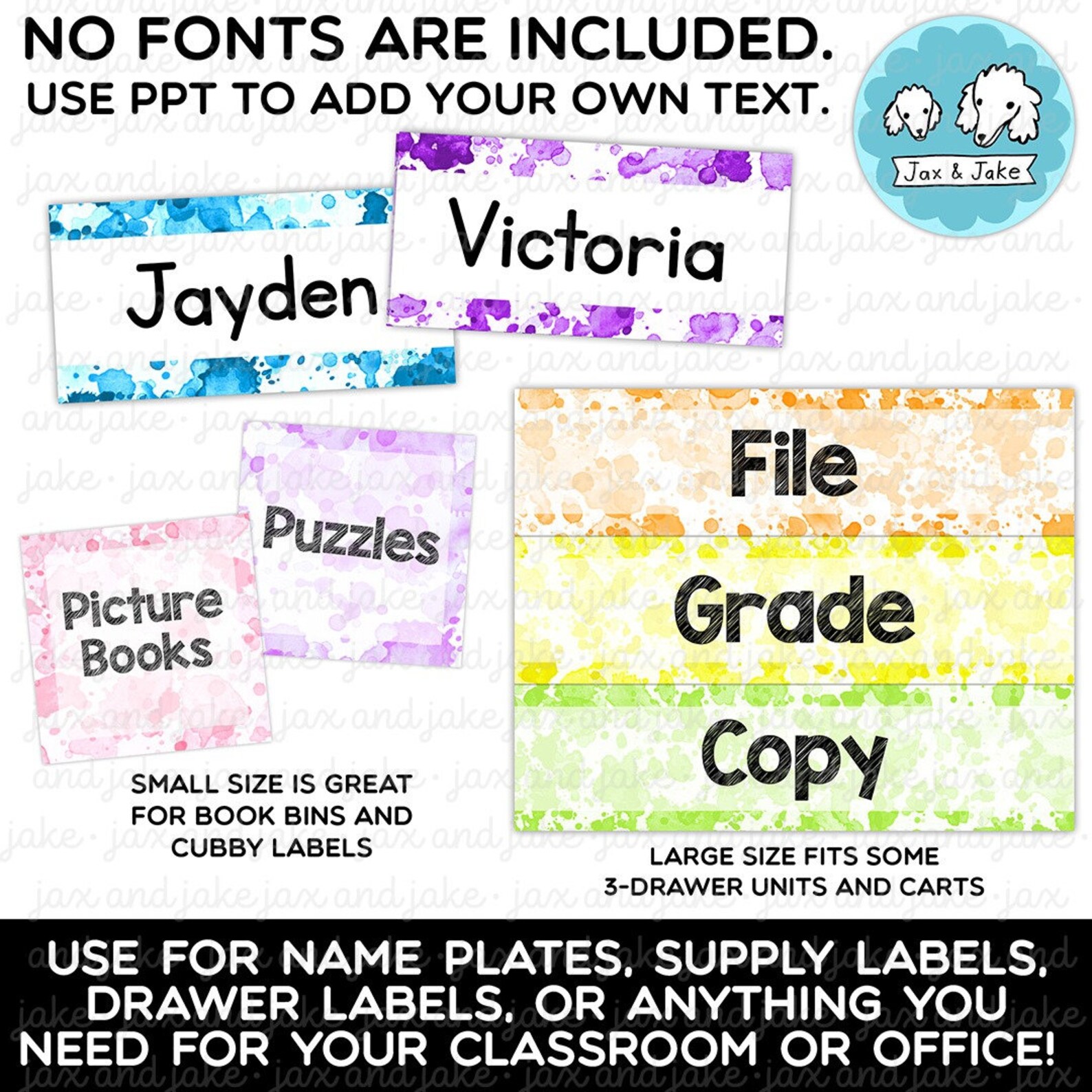 Editable Watercolor Classroom Labels, Student Name Plates, Drawer ...