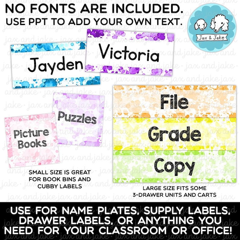 Editable Watercolor Classroom Labels, Student Name Plates, Drawer ...