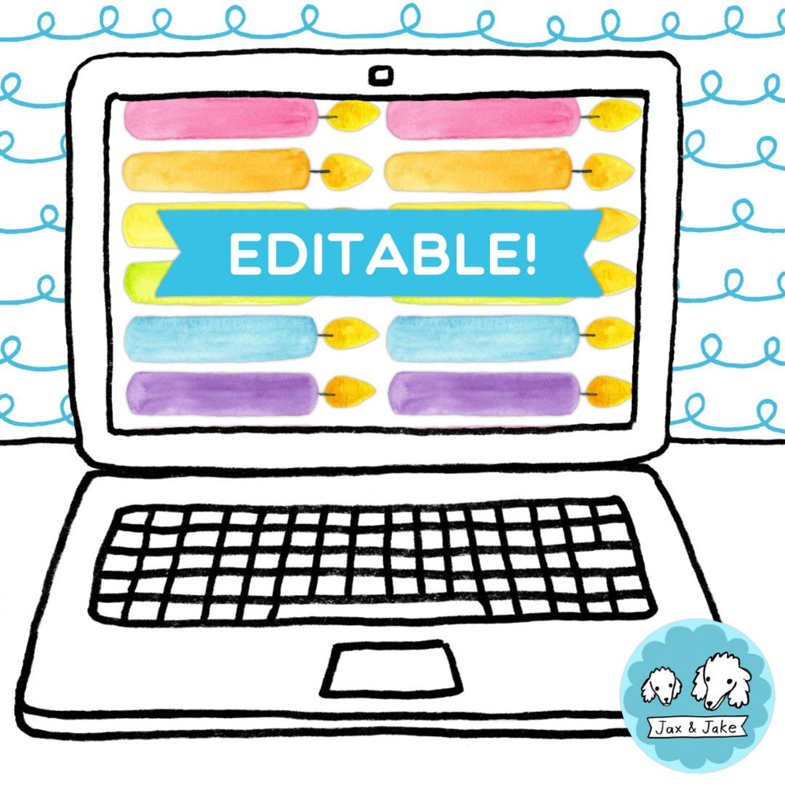 Editable Rainbow Watercolor Birthday Display, Printable Cupcake ...