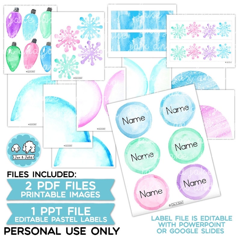 Winter Bulletin Board, Printable Pastel Christmas Classroom Decorations ...
