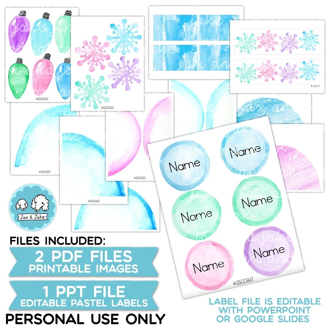 Winter Bulletin Board, Printable Pastel Christmas Classroom Decorations ...