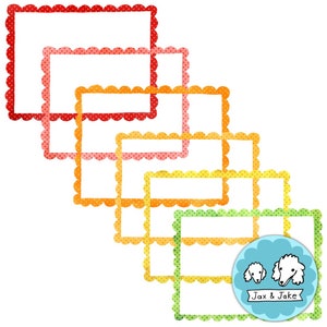 Watercolor Polka Dot Scallop Clipart Borders, Cute Rainbow Watercolor ...