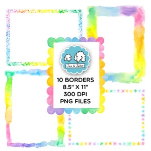 Watercolor Pastel Rainbow Clipart Borders, Spring Clip Art for Easter ...