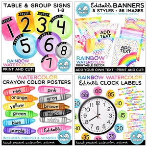 Rainbow Watercolor Classroom Decor Growing Bundle - Etsy
