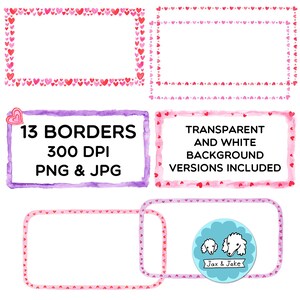 Valentines Day Google Slides Templates, Watercolor SLIDE Border Clipart ...