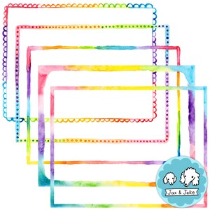 Watercolor Rainbow Clipart Borders, Skinny, Full-page and Confetti Clip ...
