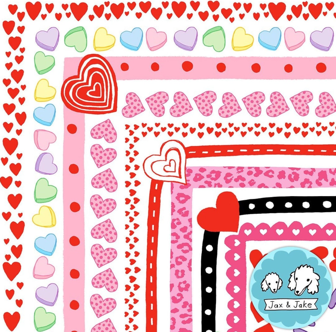 Valentine Clipart Border Set, Heart Border, Valentine's Day Clip Art ...