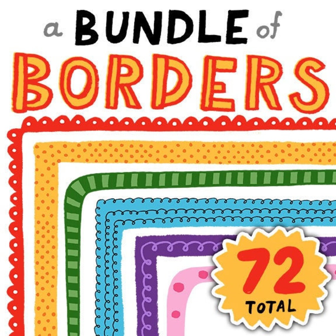 A Bundle of Borders 72 Colorful Clipart Borders for Teachers - Etsy
