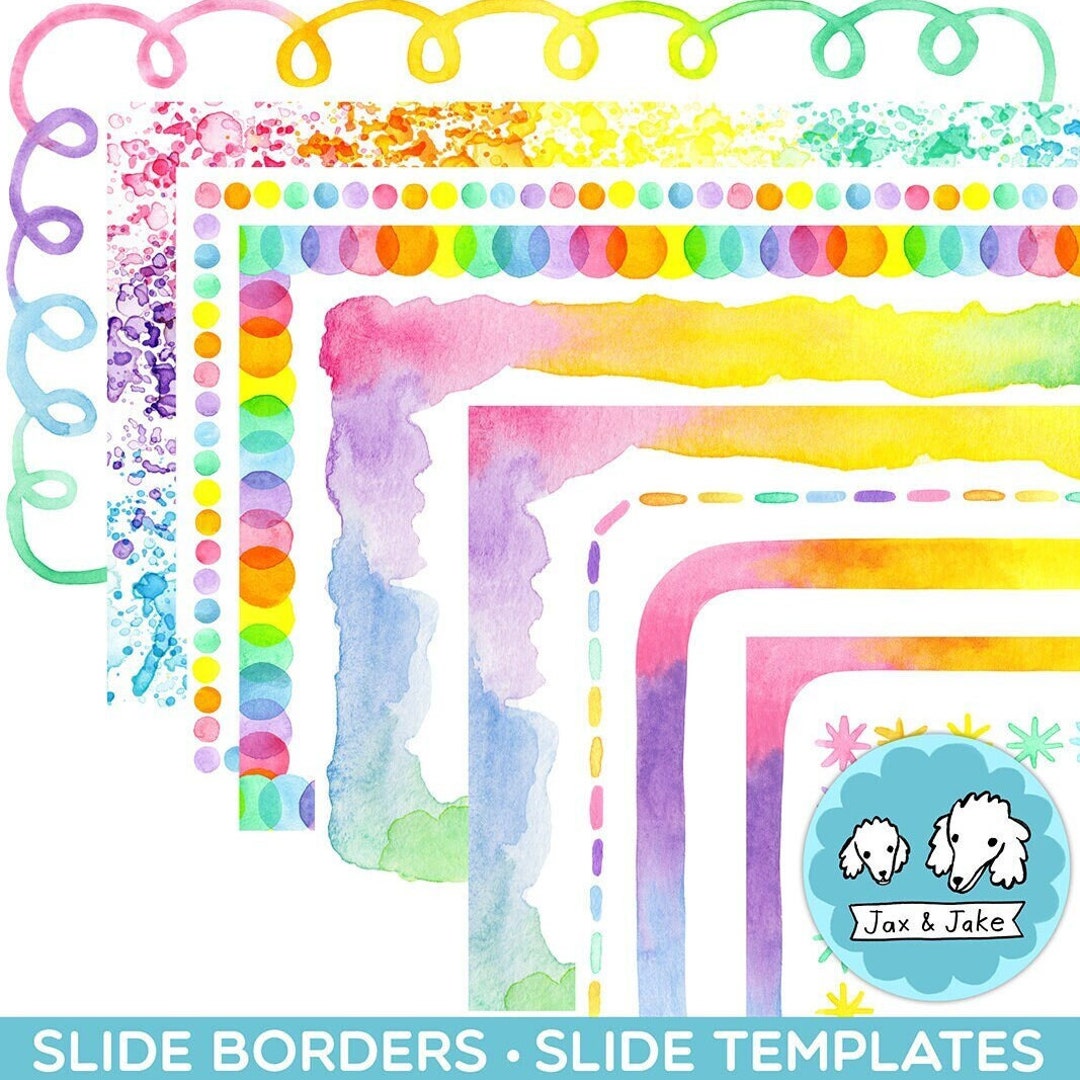 Pastel Rainbow Watercolor SLIDE Borders, Editable Google Slides ...