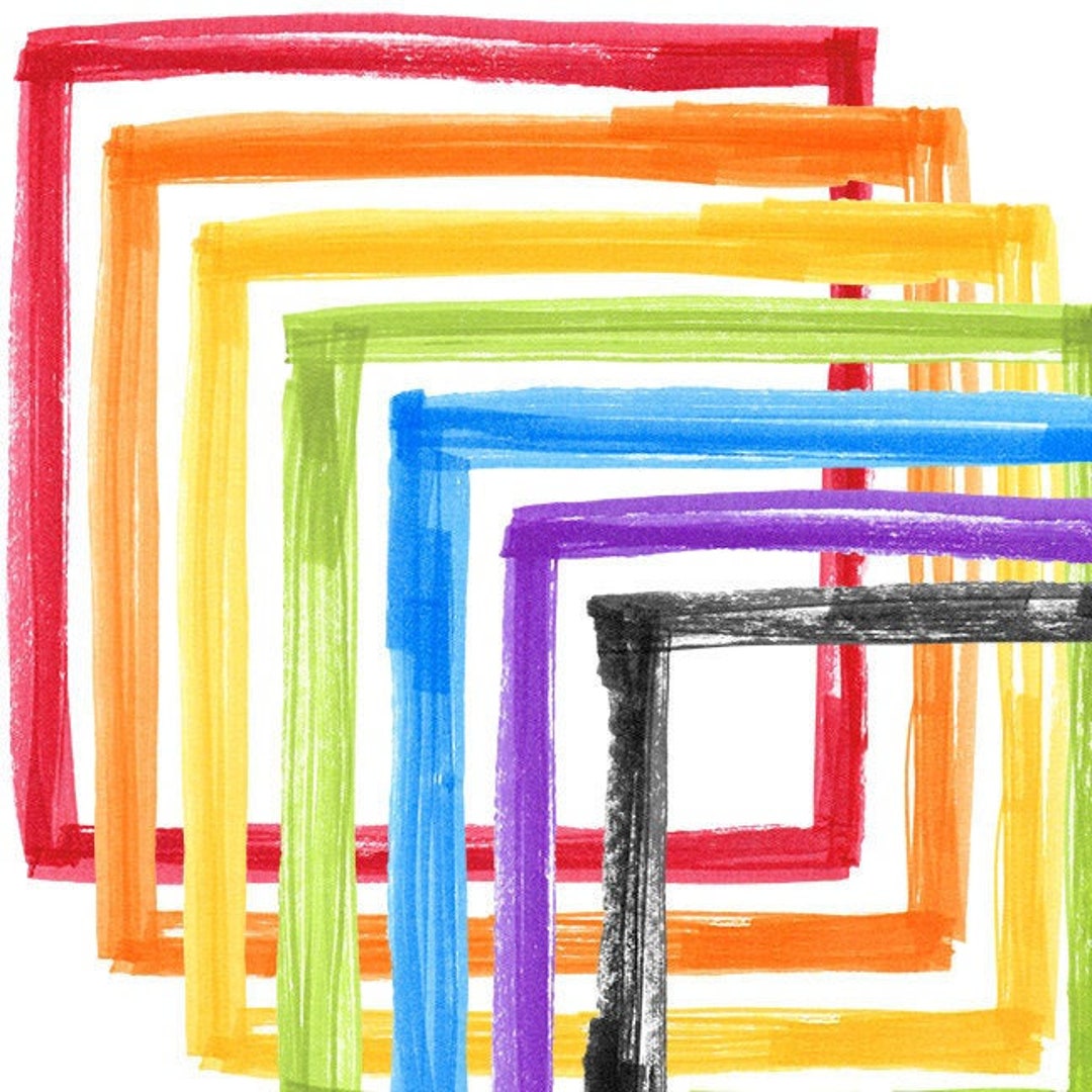SQUARE Sketchy Marker Border Set - Hand Drawn Rough Sketch Colorful ...