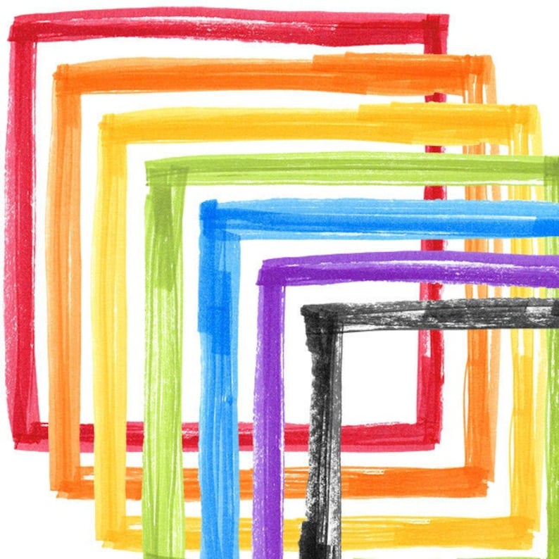 SQUARE Sketchy Marker Border Set - Hand Drawn Rough Sketch Colorful ...