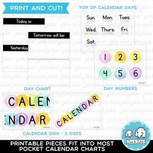 Pastel Rainbow Watercolor Classroom Calendar Cards for Pocket Chart ...