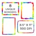 Rainbow Watercolor Page Borders Clip Art, Clipart Frames for Teachers ...