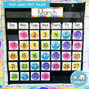 Editable Classroom Calendar Cards for Pocket Chart, Colorful Rainbow ...