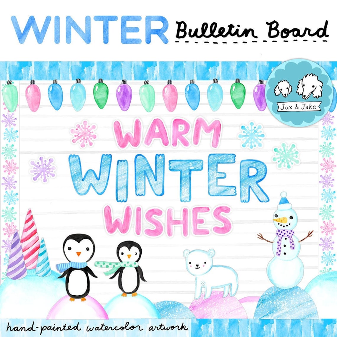 Winter Bulletin Board, Printable Pastel Christmas Classroom Decorations ...