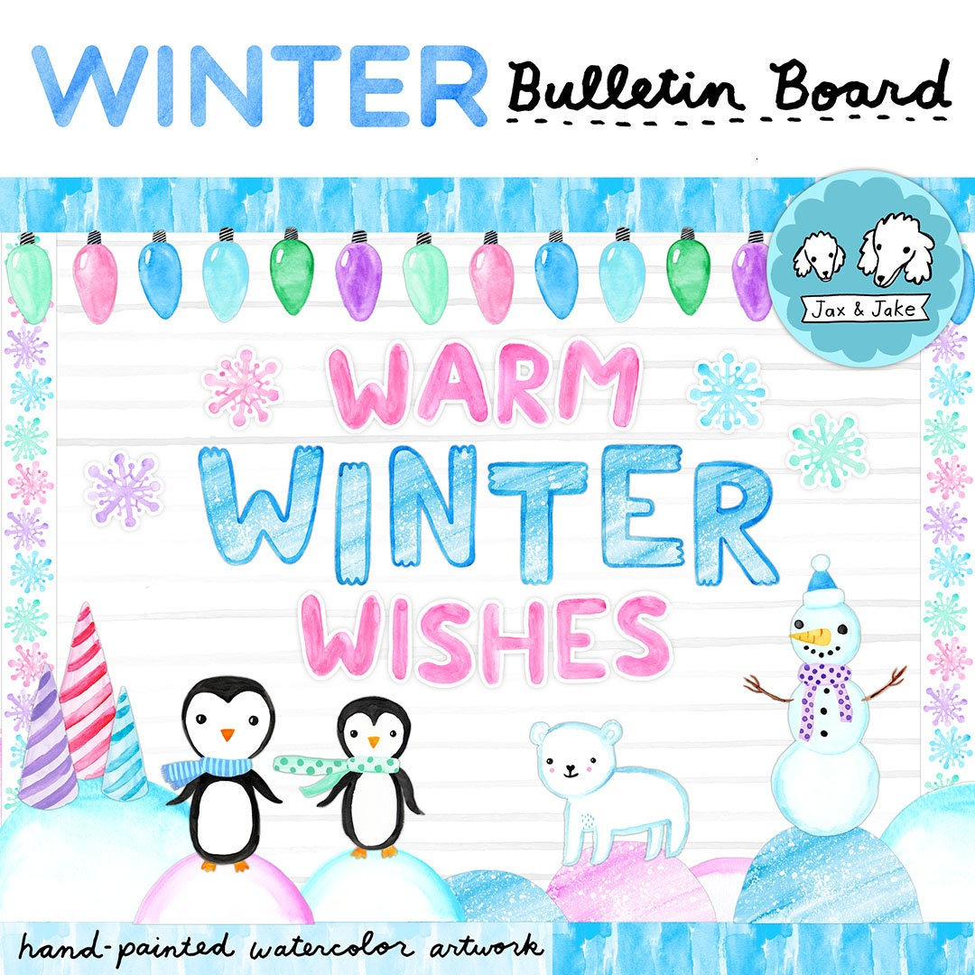 Winter Bulletin Board, Printable Pastel Christmas Classroom Decorations ...