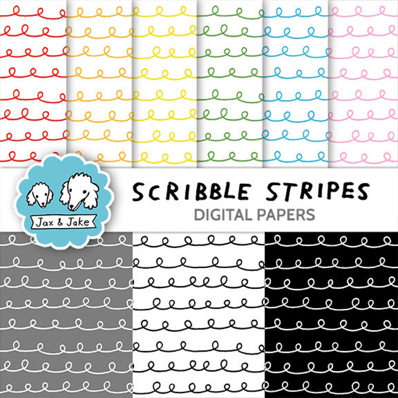 Scribble Stripes Digital Papers / Backgrounds Scribble Stripe ...