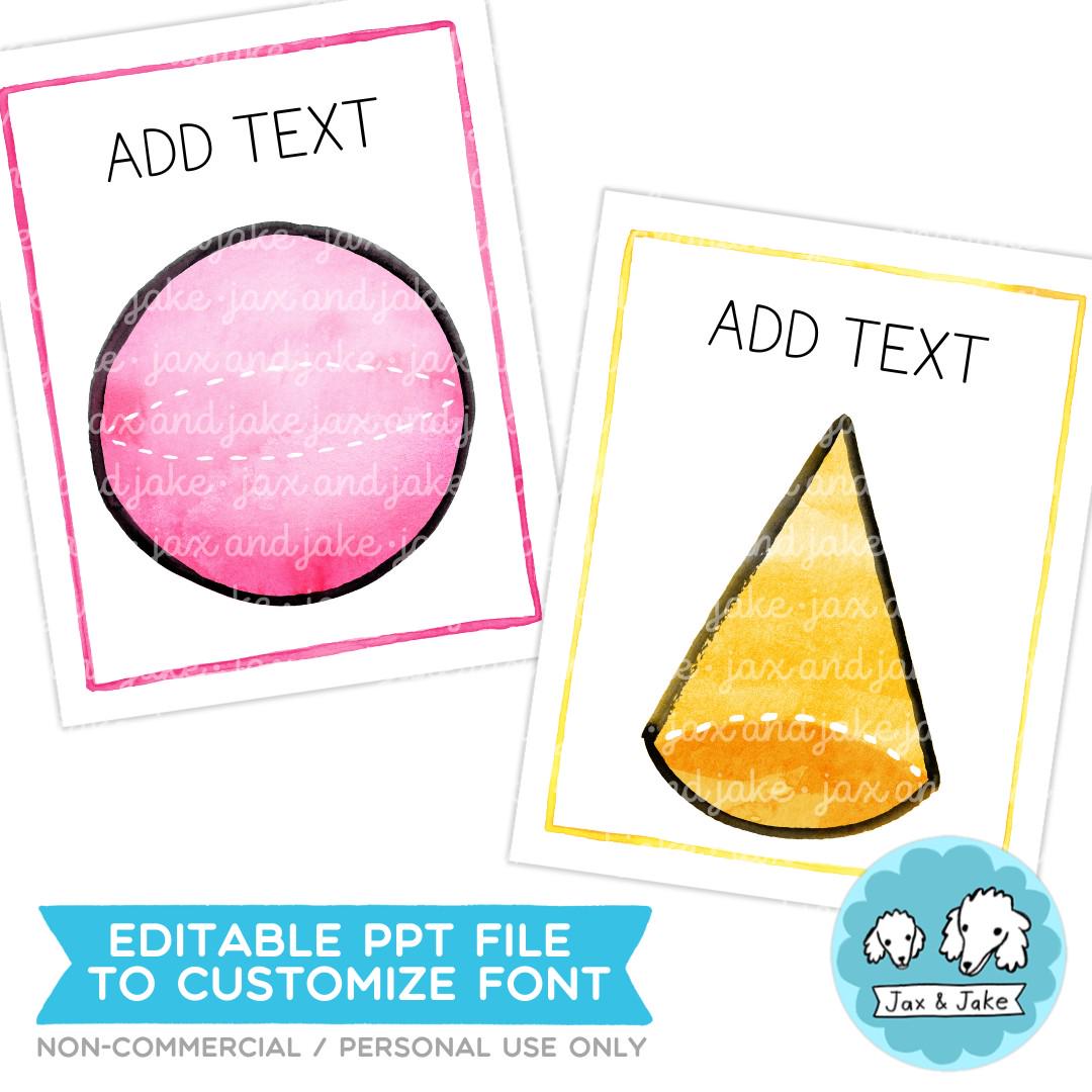 Editable Watercolor 2D and 3D Shape Posters, Printable Classroom ...