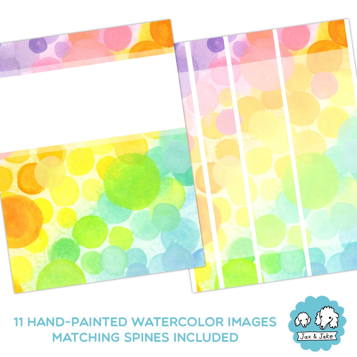 Pastel Rainbow Watercolor Editable Binder Covers and Spines - Etsy