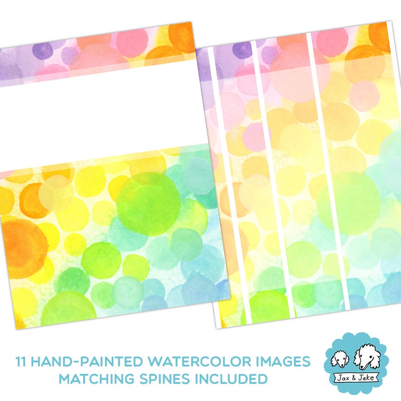 Pastel Rainbow Watercolor Editable Binder Covers and Spines - Etsy