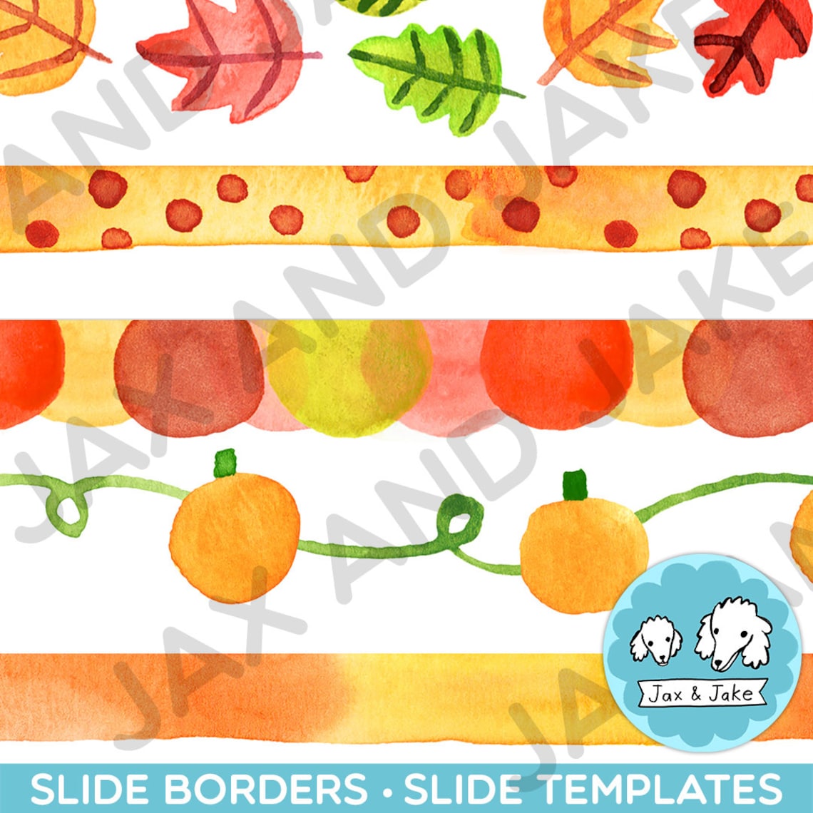 Fall Watercolor SLIDE BORDERS Clipart November Google Slides - Etsy