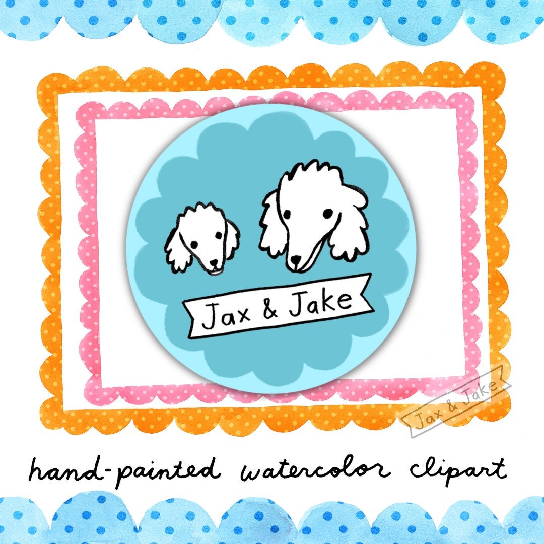 Watercolor Polka Dot Scallop Clipart Borders, Cute Rainbow Watercolor ...