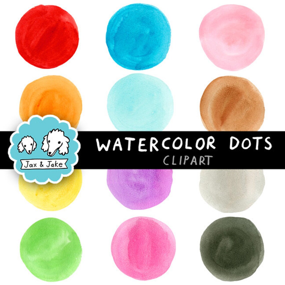Hand-painted Watercolor Dots / Circles Clipart Watercolor Circle ...