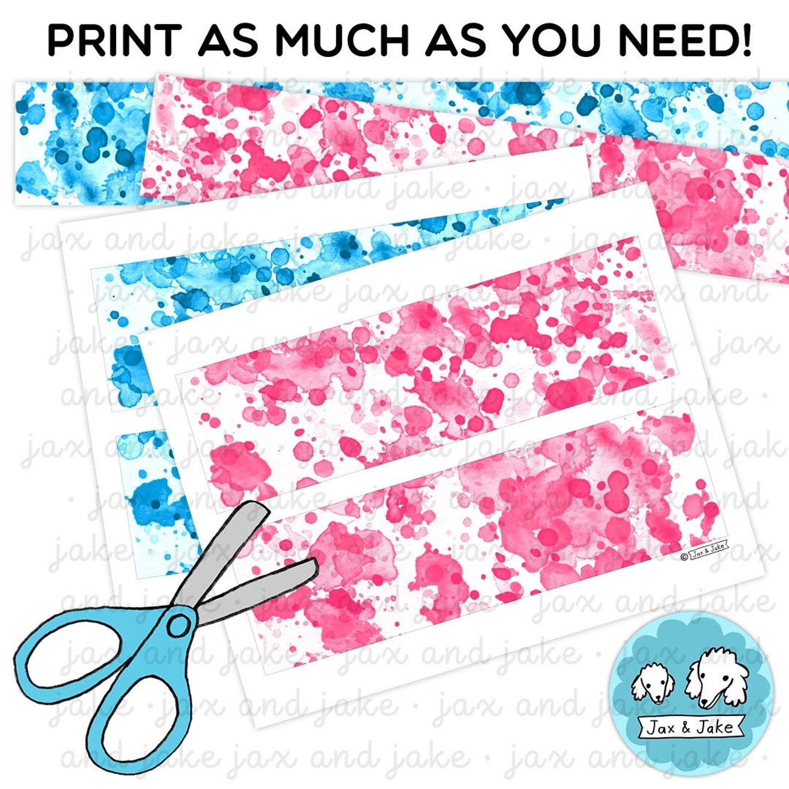 Watercolor Splatter Bulletin Board Borders Printable Rainbow Watercolor ...