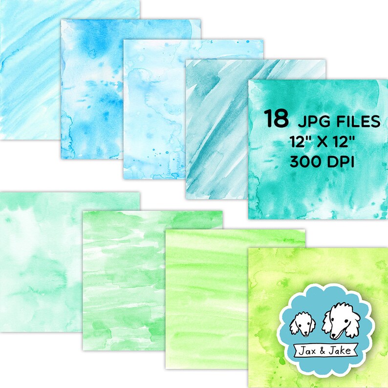 Blue Green Purple Pink Watercolor Texture Digital Papers - Etsy