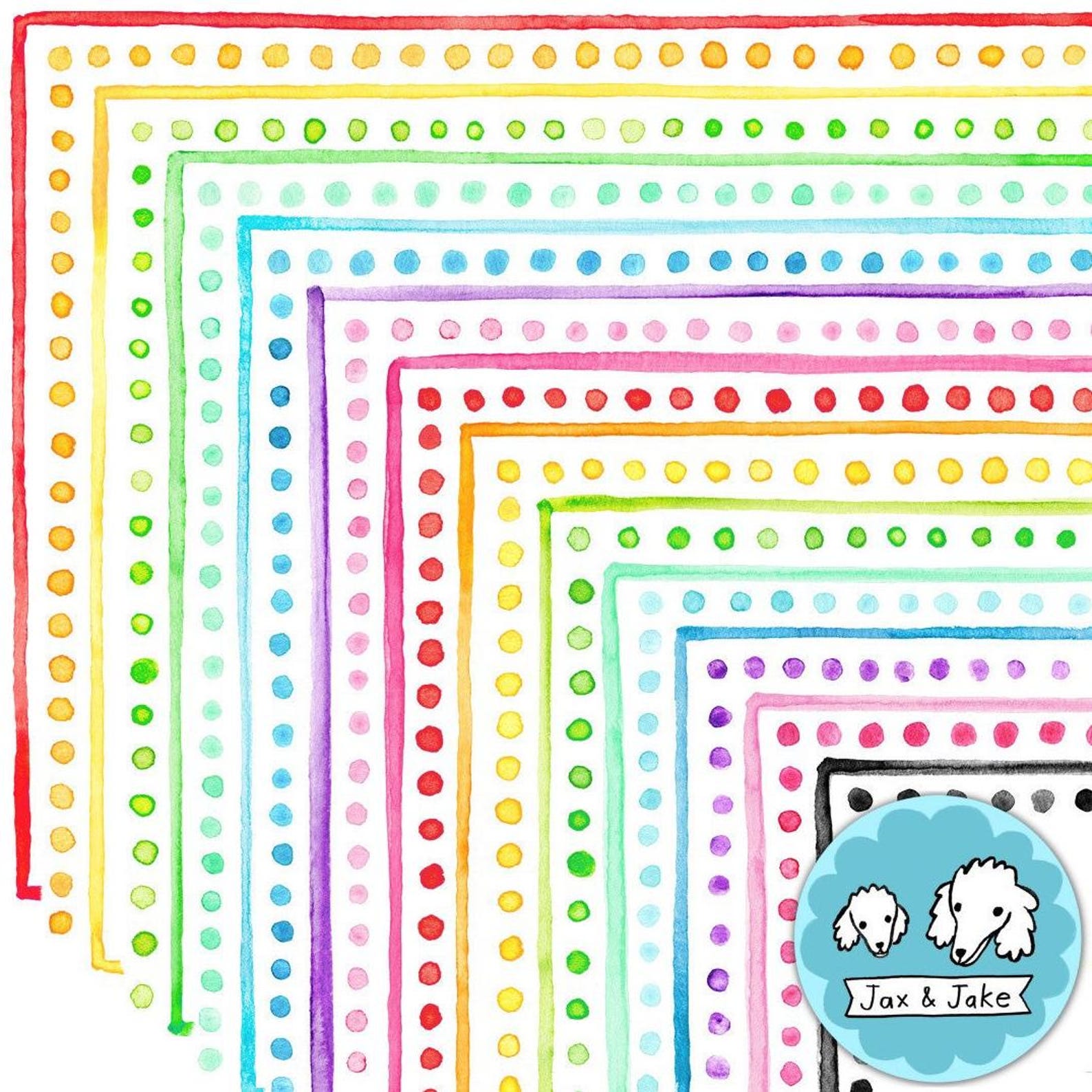 Watercolor Border Clipart, Hand Painted Skinny Dot, Brushstroke Line ...