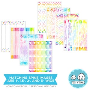 Hand Painted Rainbow Watercolor Editable Binder Covers and Spines ...