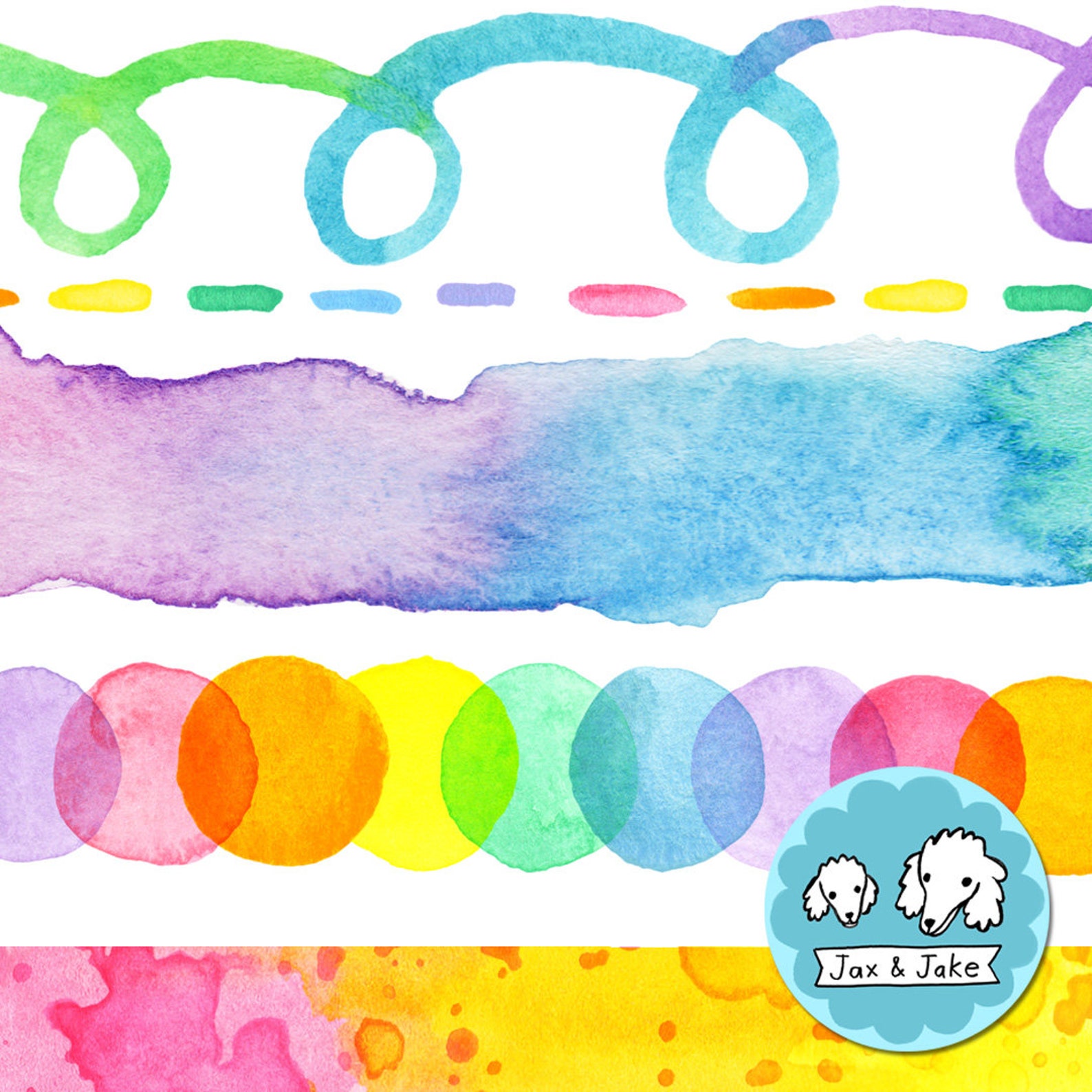 SQUARE Pastel Rainbow Watercolor Borders Watercolor Clip Art - Etsy