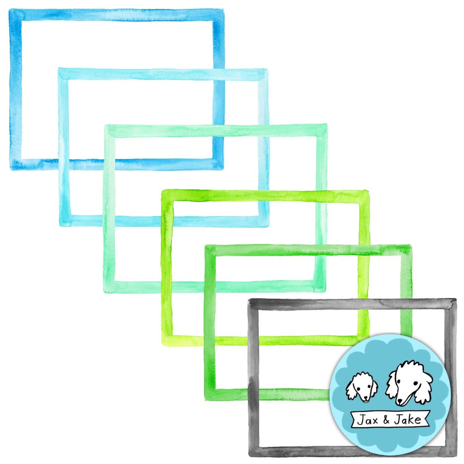 BASIC Watercolor Border Clipart, Hand Painted Rainbow Clip Art Frames ...