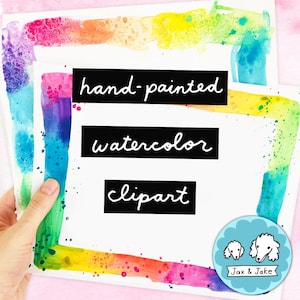 MORE Colorful Rainbow Watercolor Clipart Borders, Clip Art Frames for ...