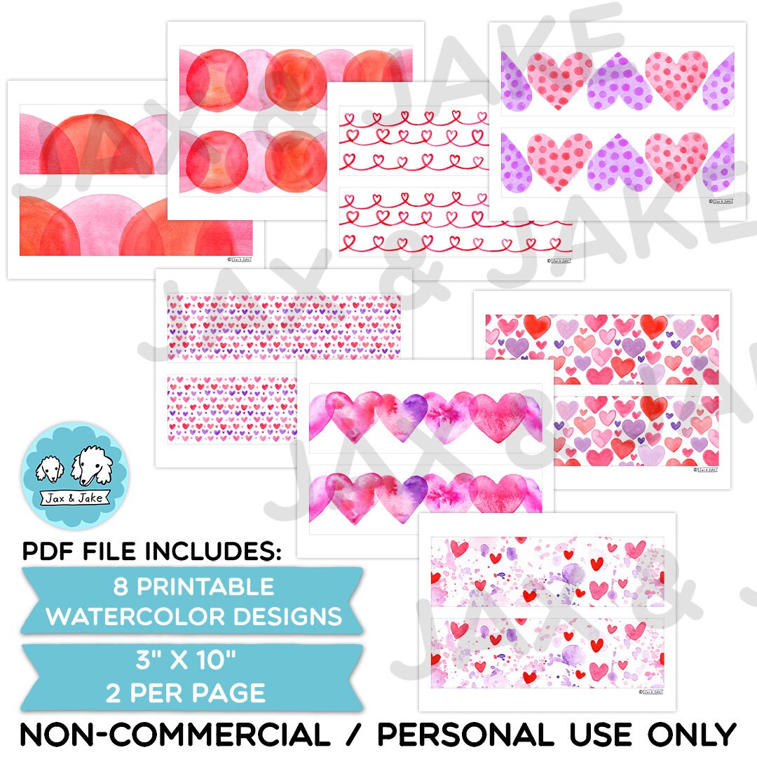 Valentine Bulletin Board Borders - Valentines Day Watercolor Classroom ...