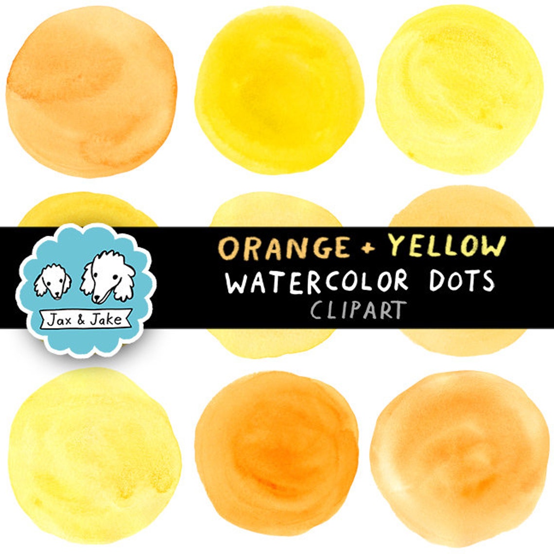 Orange and Yellow Watercolor Dots / Circles Clipart - Etsy