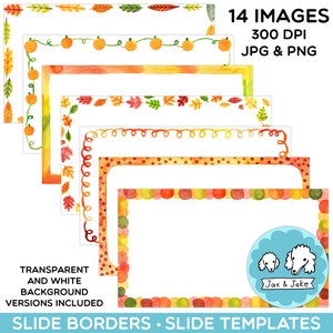Fall Watercolor SLIDE BORDERS Clipart, November Google Slides Templates ...