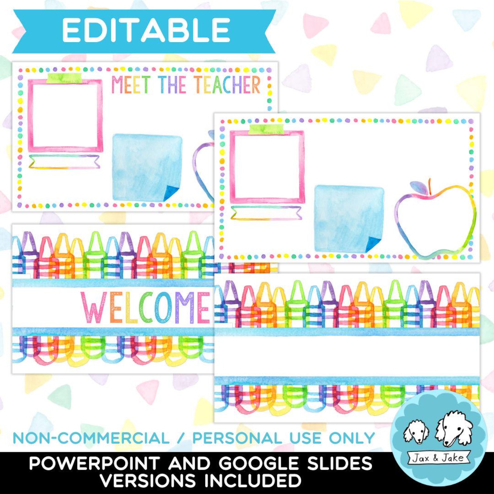 Rainbow Watercolor Back to School Slides Templates for Google Slides ...