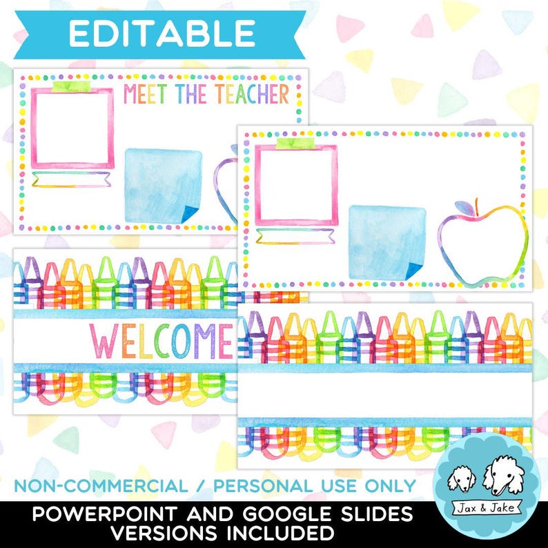 Rainbow Watercolor Back to School Slides Templates for Google Slides ...