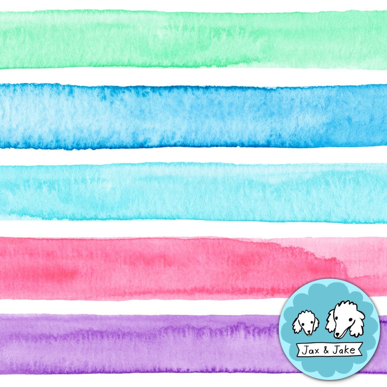 BASIC Watercolor Border Clipart, Hand Painted Rainbow Clip Art Frames ...
